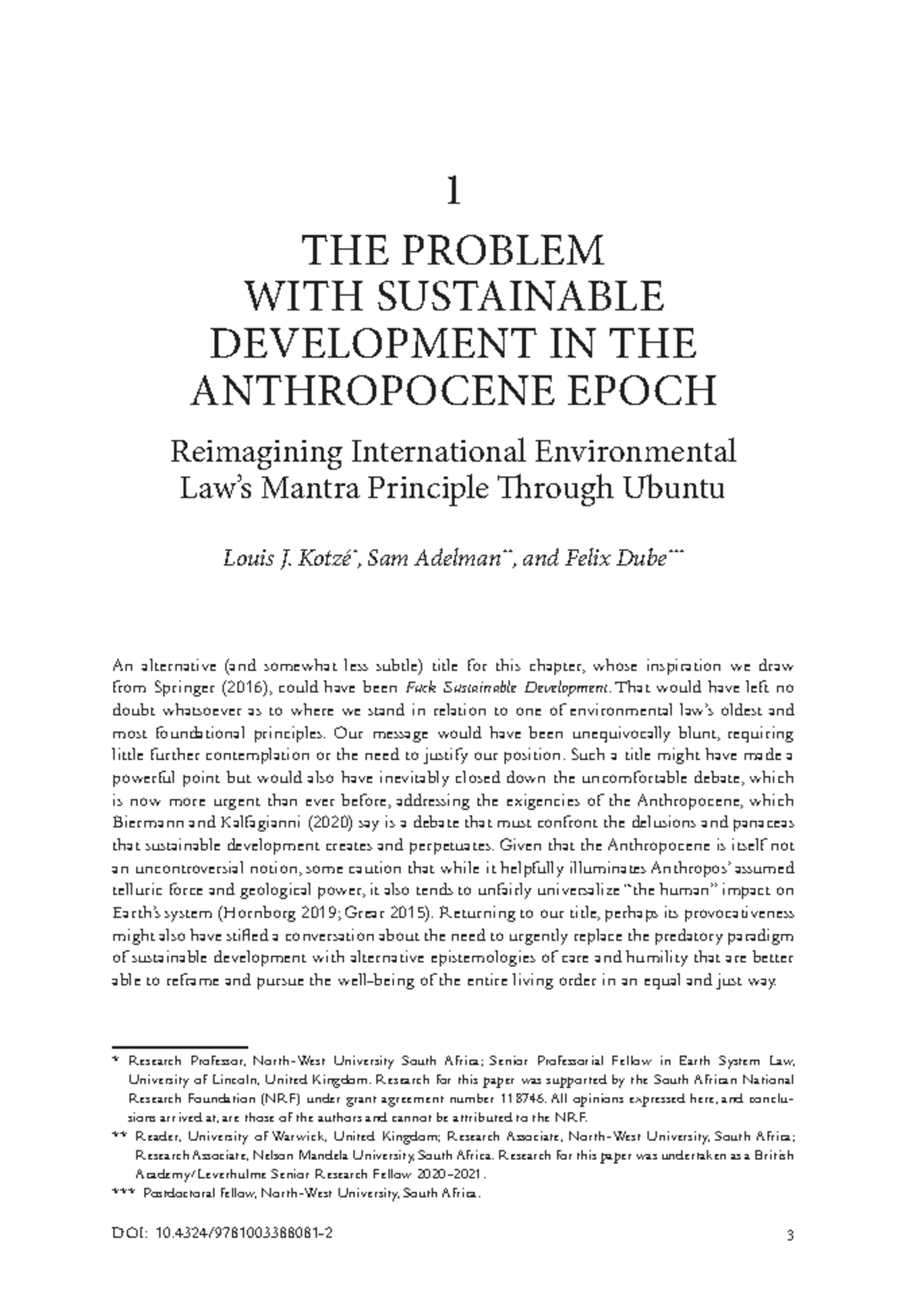 Sustainable Development Challenges in the Anthropocene Epoch (ENV 101 ...