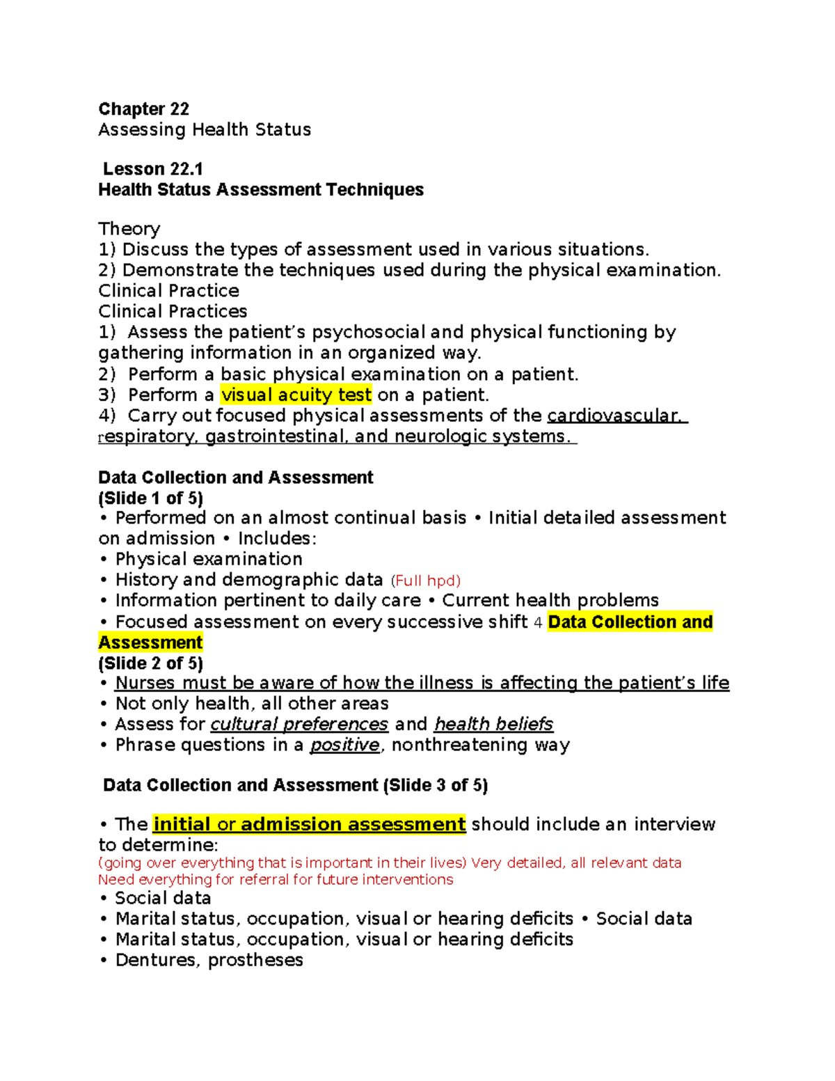 Chapter 22 Funs - Health Status Assessment Techniques & Data Collection ...