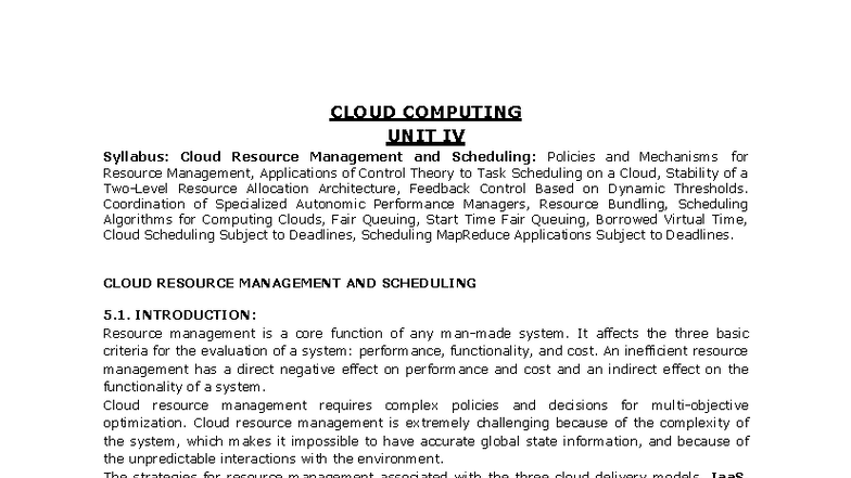 UNIT-4 - cloud computing - CLOUD COMPUTING UNIT IV Syllabus: Cloud ...