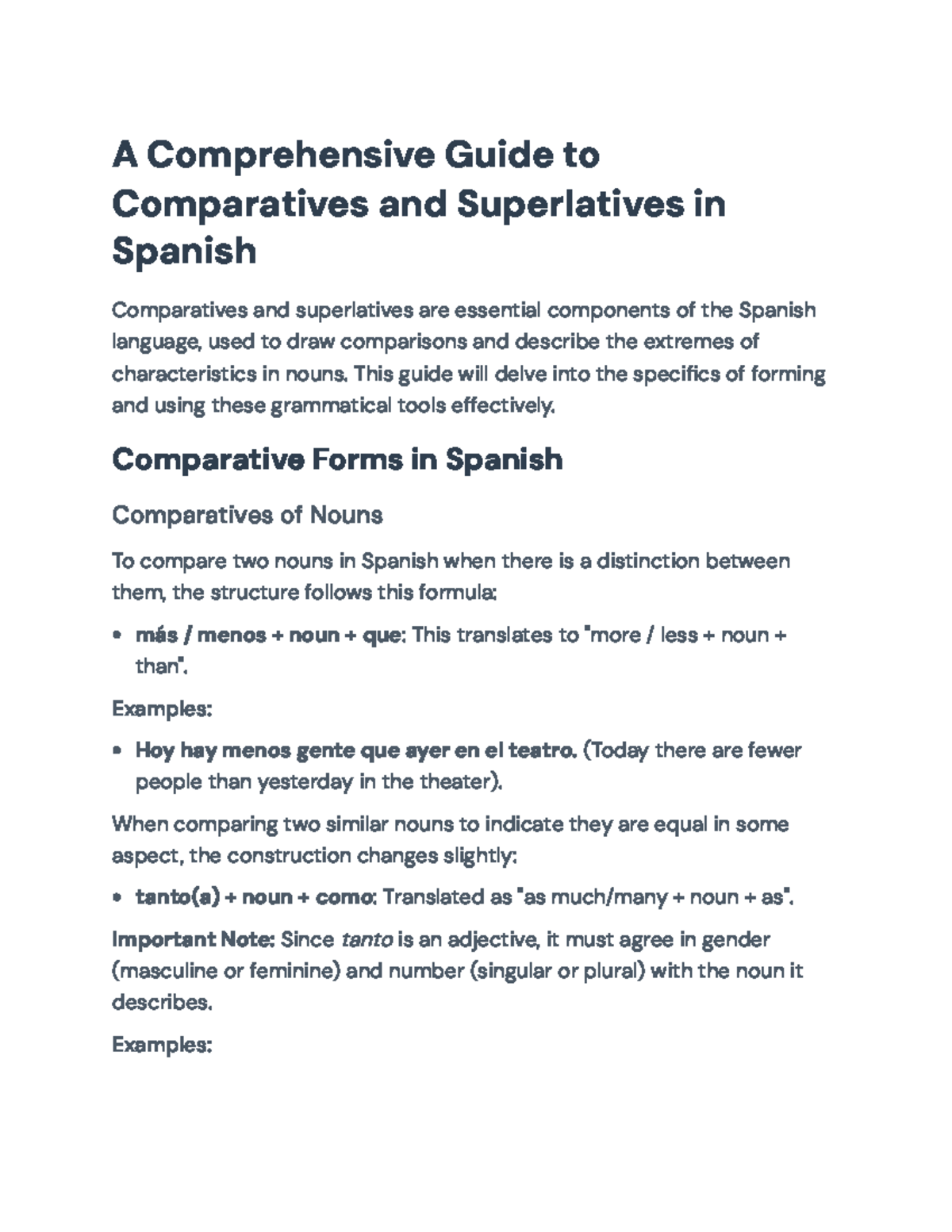 Comparatives and Superlatives in Spanish: A Comprehensive Guide - A ...