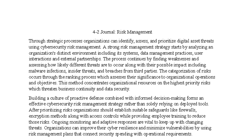 4-2 Journal: Cybersecurity Risk Management Strategies and Practices ...
