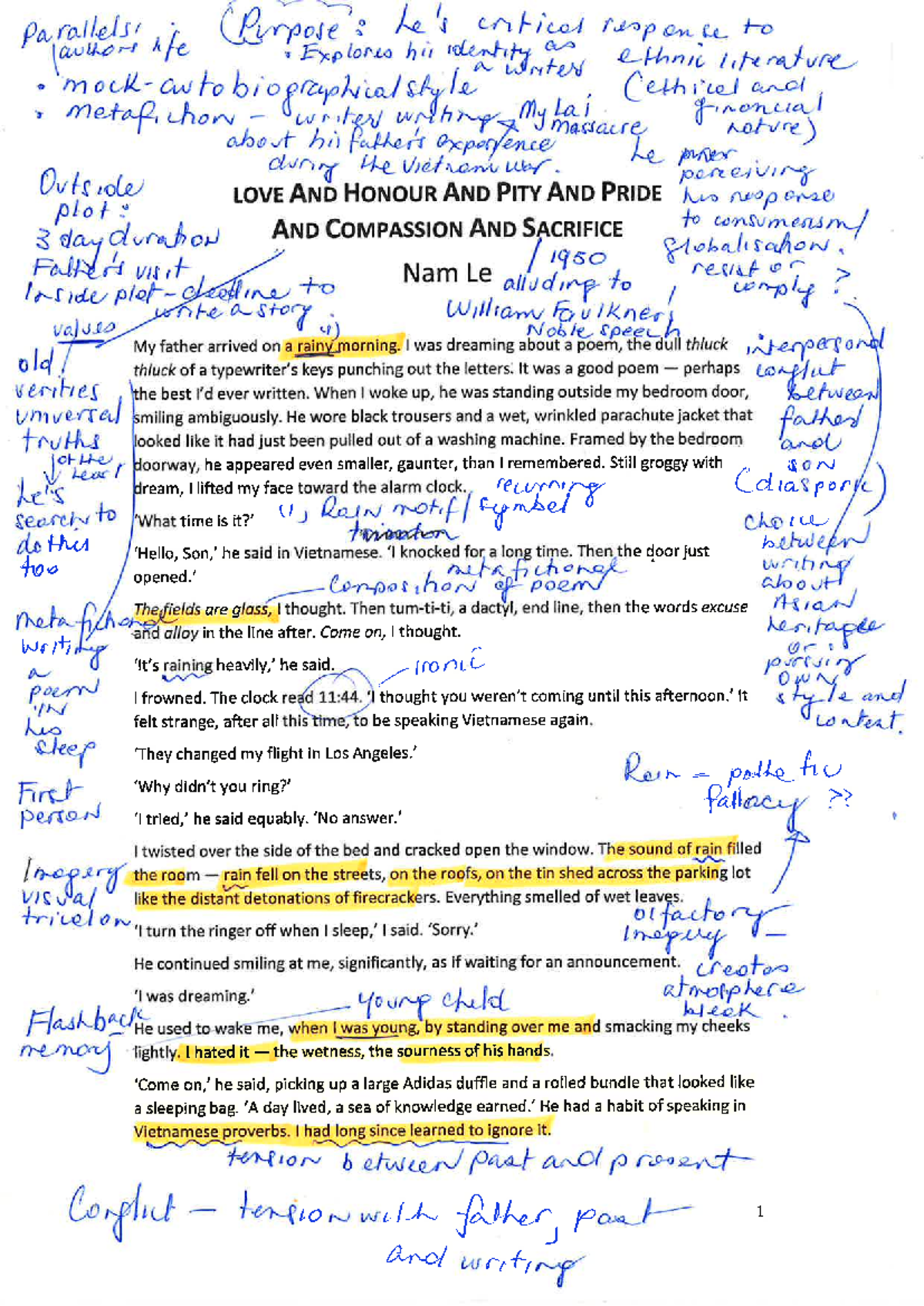 Annotated Analysis of Nam Le's "Love and Honour and Pity and Pride ...
