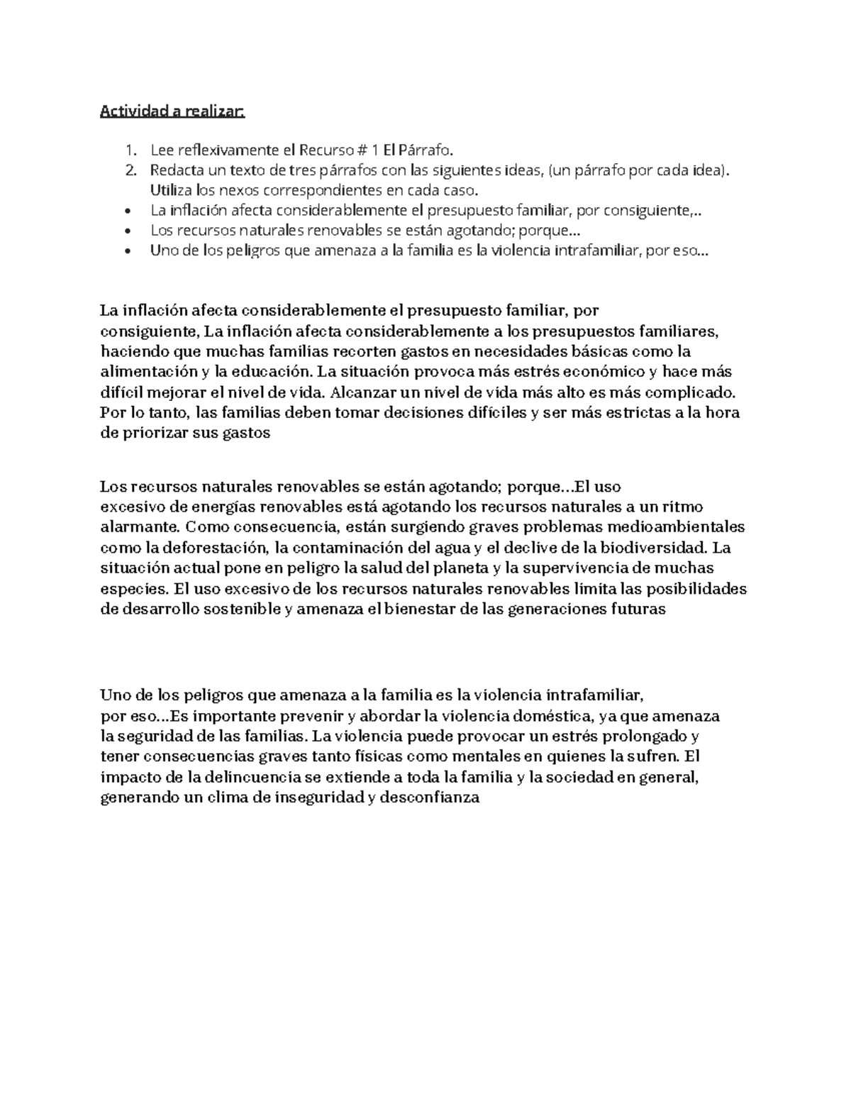 Actividad 1 Unidad 5: Análisis sobre Inflación y Violencia Familiar ...