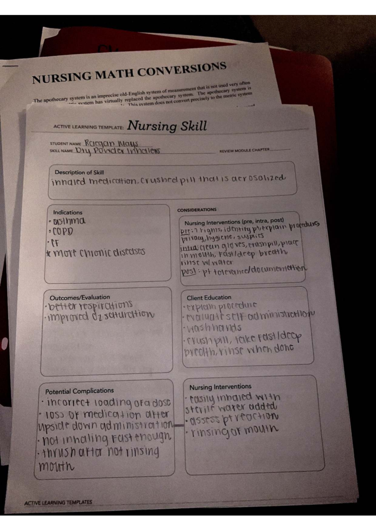 NURS 101: Active Learning Template for DPI - Dry Powder Inhalers - Studocu