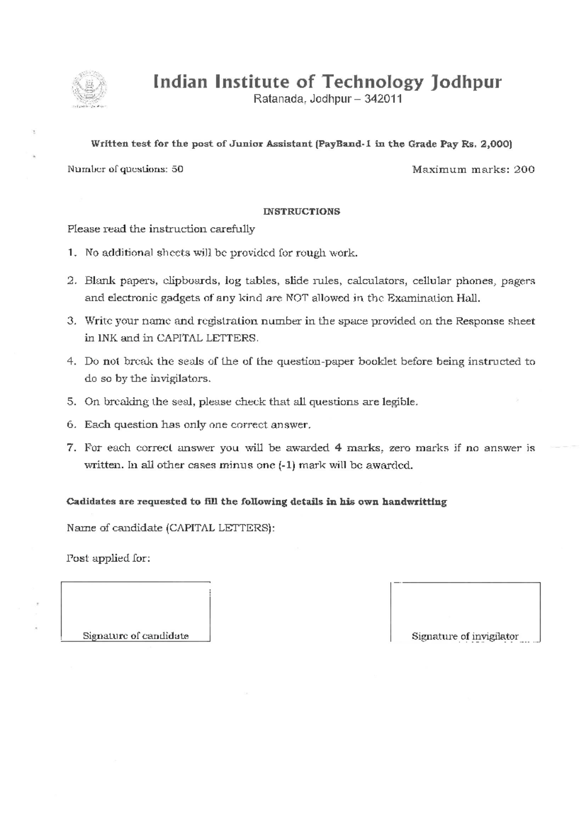 JA Old Written Test - Sample Paper Review - Studocu