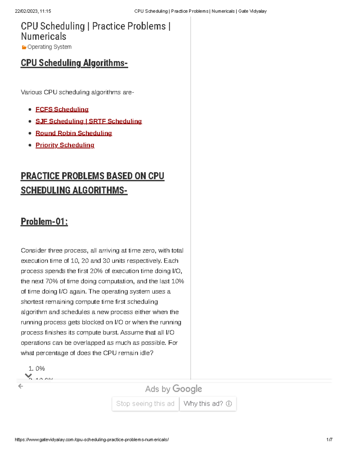 CPU Scheduling Practice Problems Numerical - Operating System CPU Scheduling | Practice Problems ...