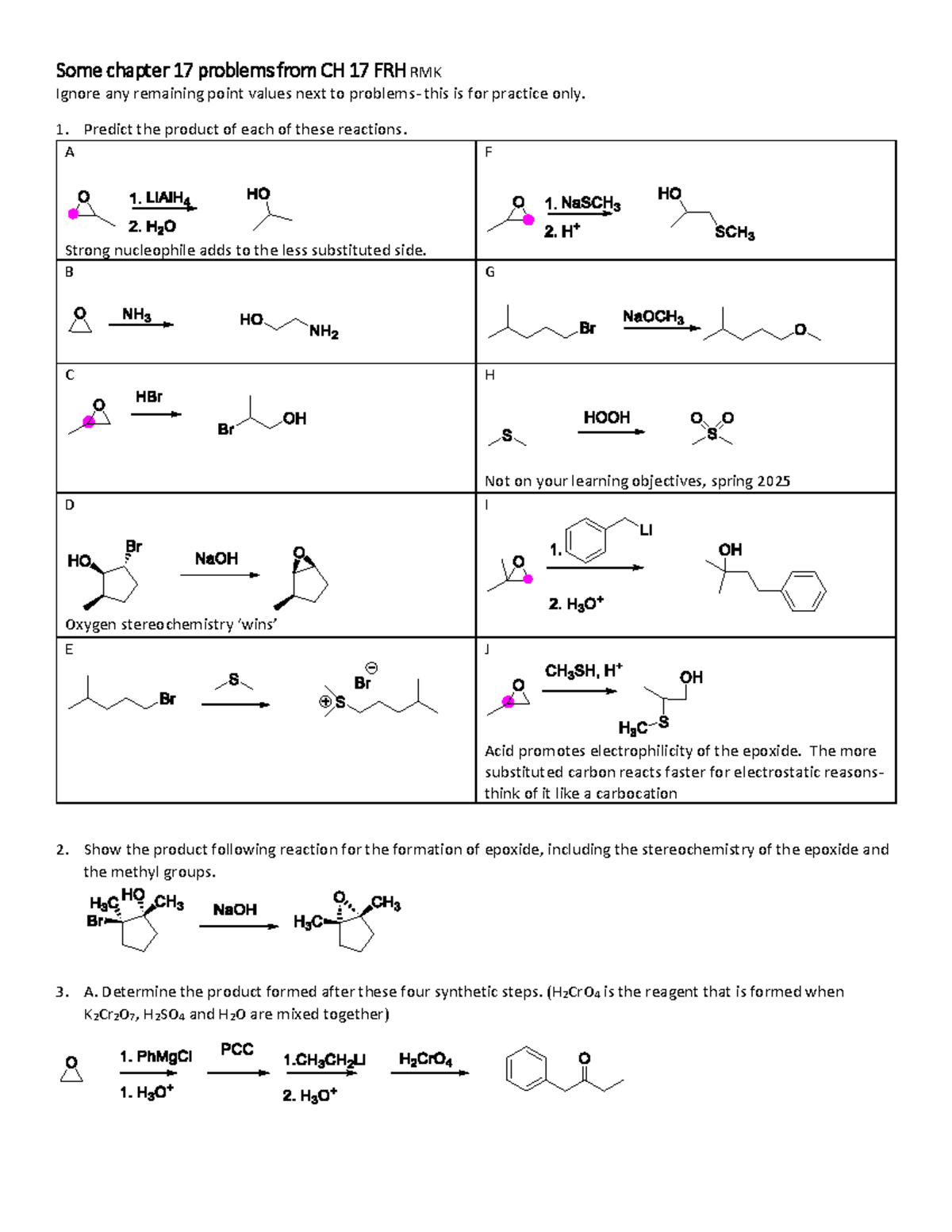 Some chapter 17 practice with answers - Some chapter 17 problems from ...