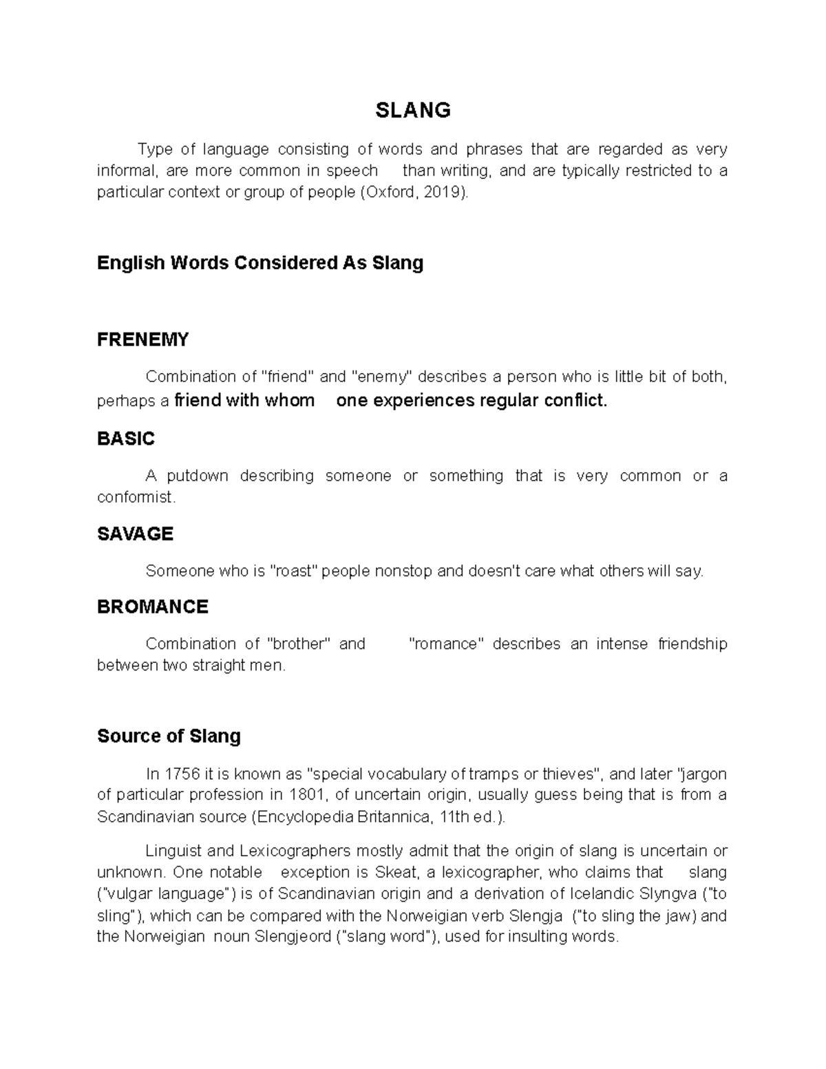 Slang - Language, Culture, and Society-Study Guides - SLANG Type of ...