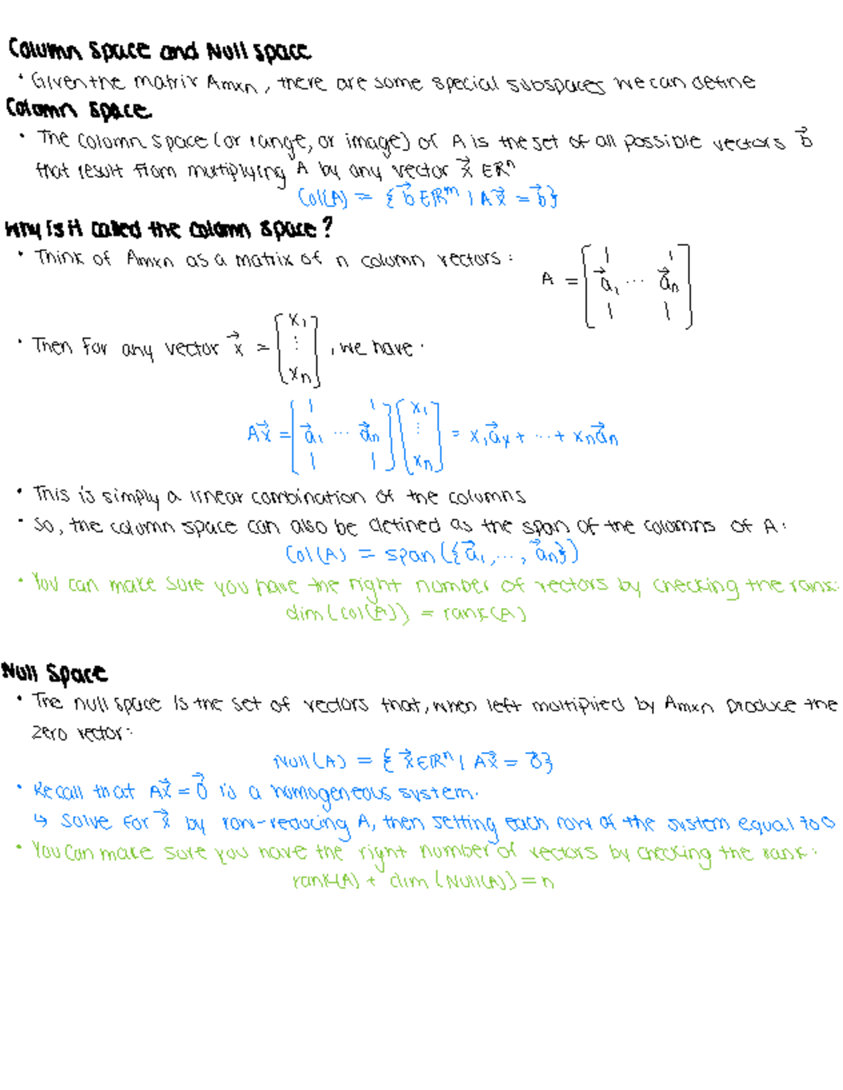 Matrix Subspaces: Column Space & Null Space Explained (MATH 553) - Studocu