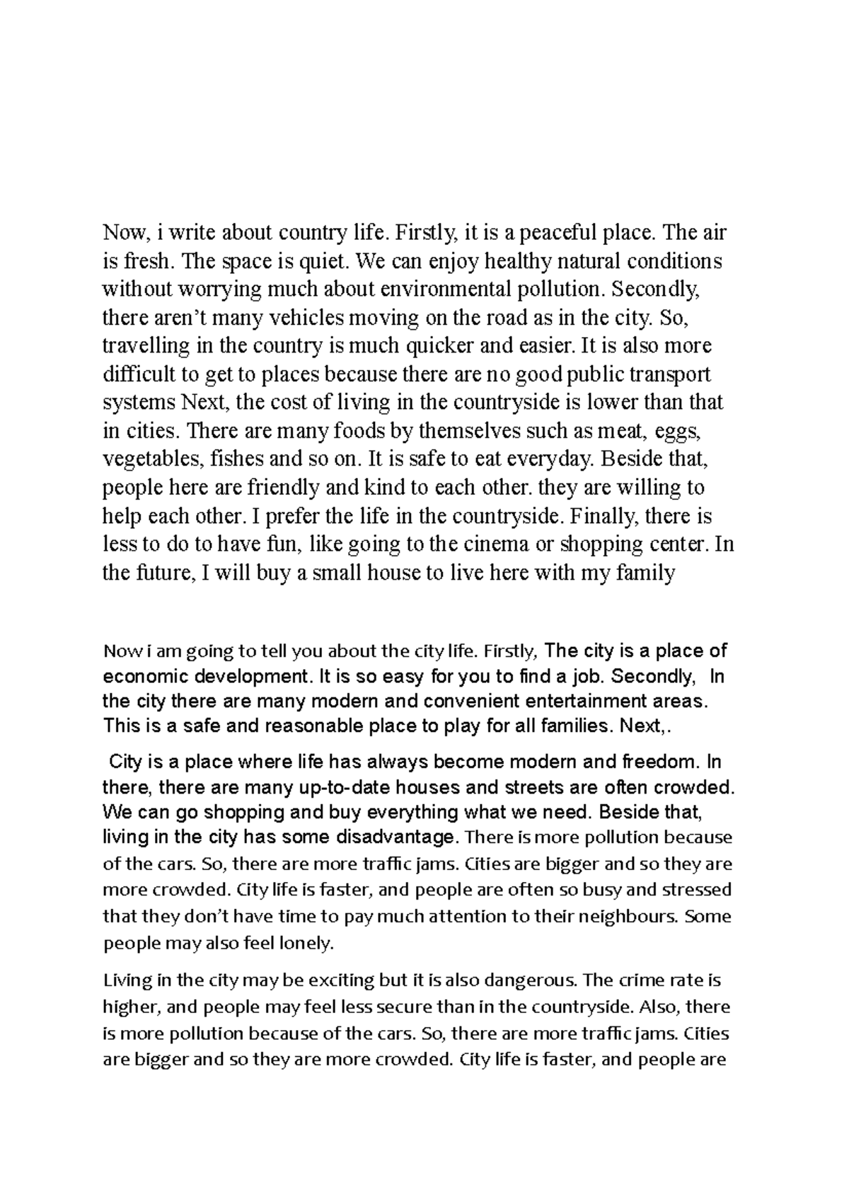 Unit 6 - Country vs. City Life: A Comparative Essay - Studocu