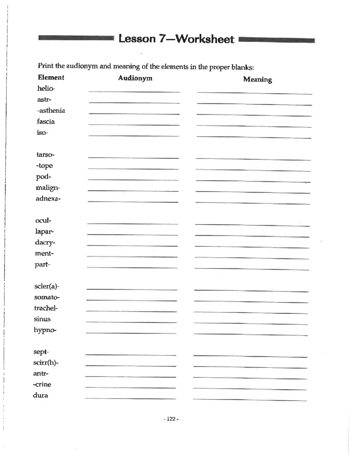 Dean Vaughn Lesson 7-2: Audionym & Meaning of Medical Terms - Studocu