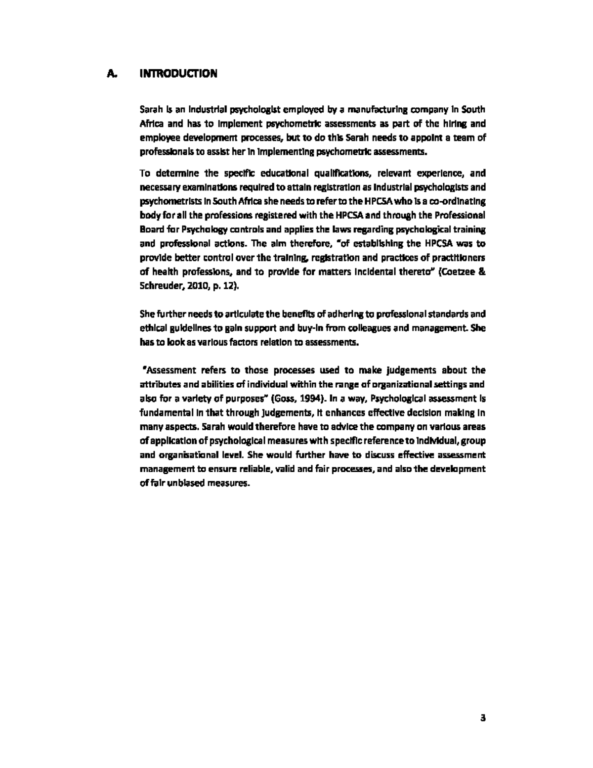 Psychometric Assessment Implementation Guidelines - Assignment 3 - Studocu