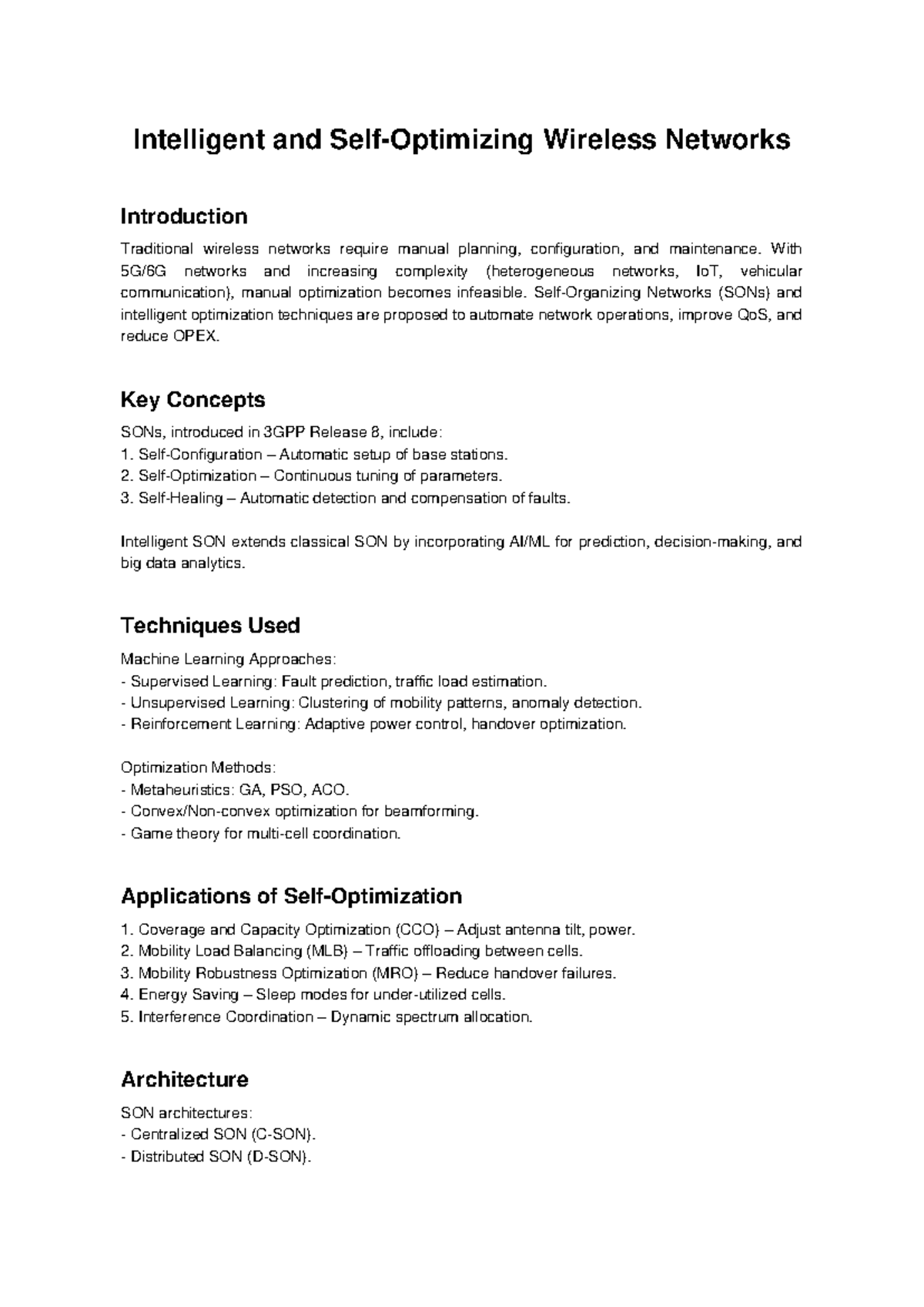 Intelligent Self-Optimizing Wireless Networks: An Introductory Guide ...