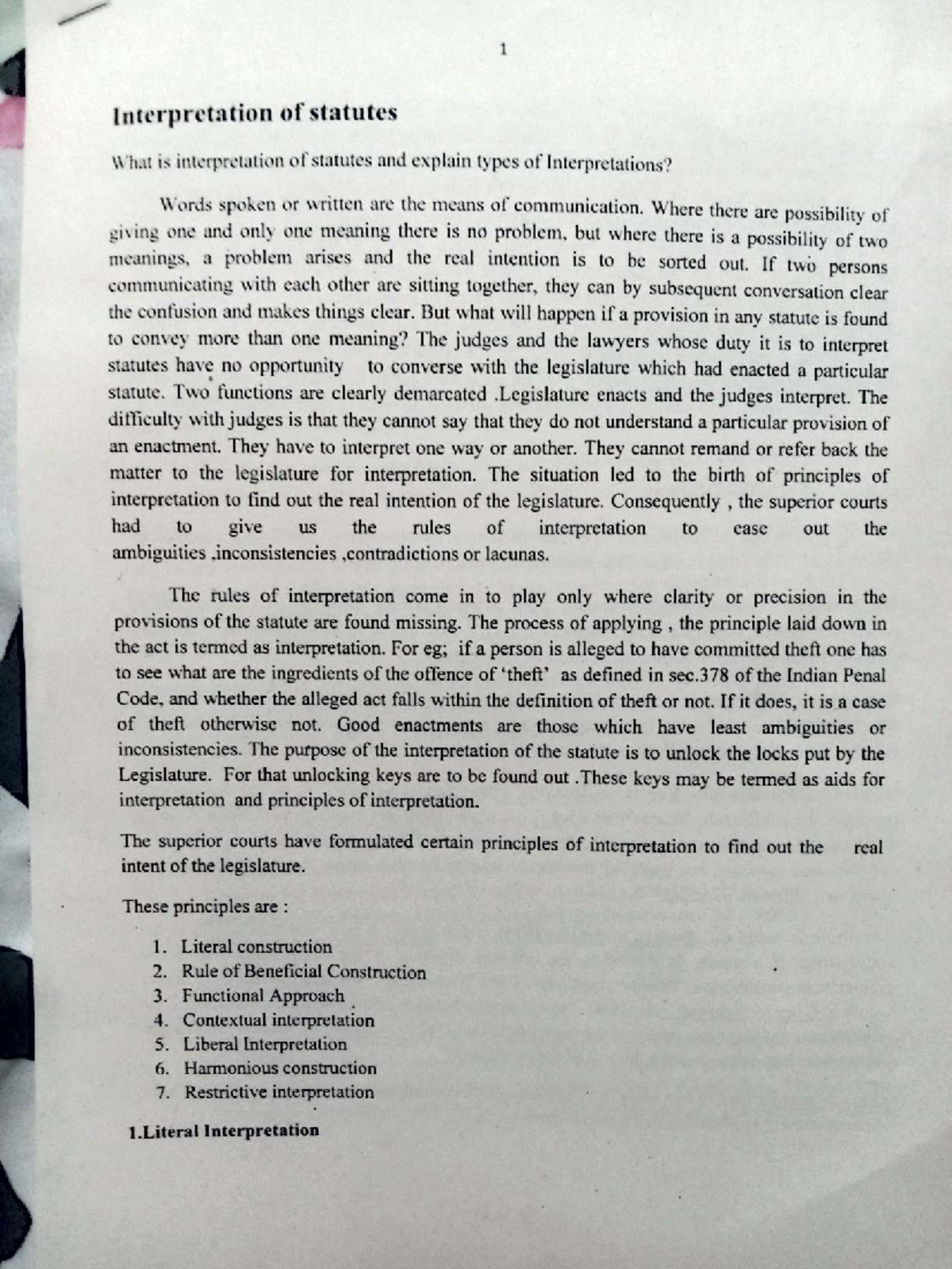 Legal Methods of Statutory Interpretation: An In-Depth Analysis - Studocu
