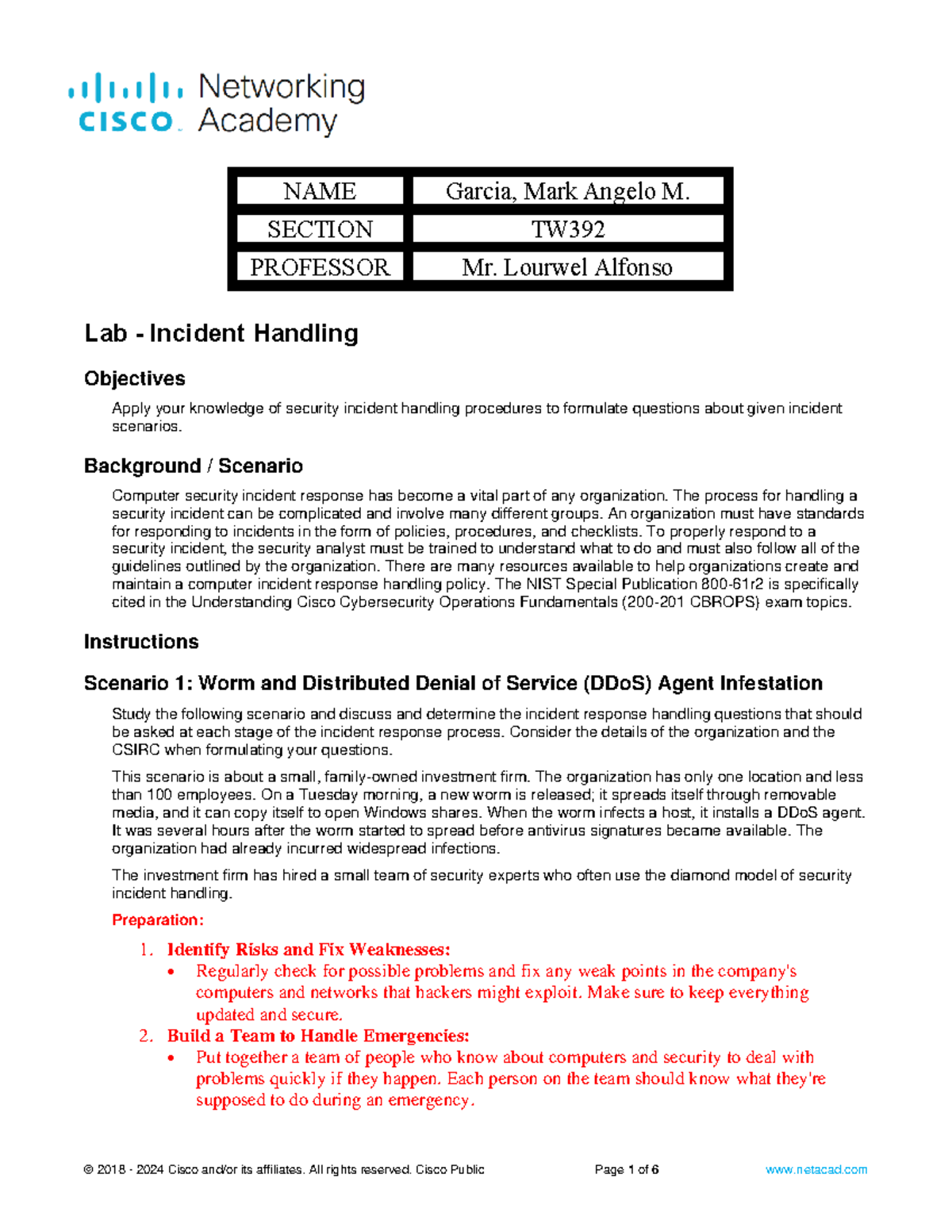 Incident Handling Lab (10) - Strategies & Scenarios Analysis - Studocu