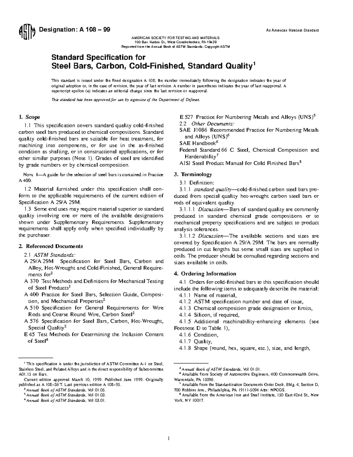 ASTM A108 Standard Specification for Carbon Steel Bars - Studocu