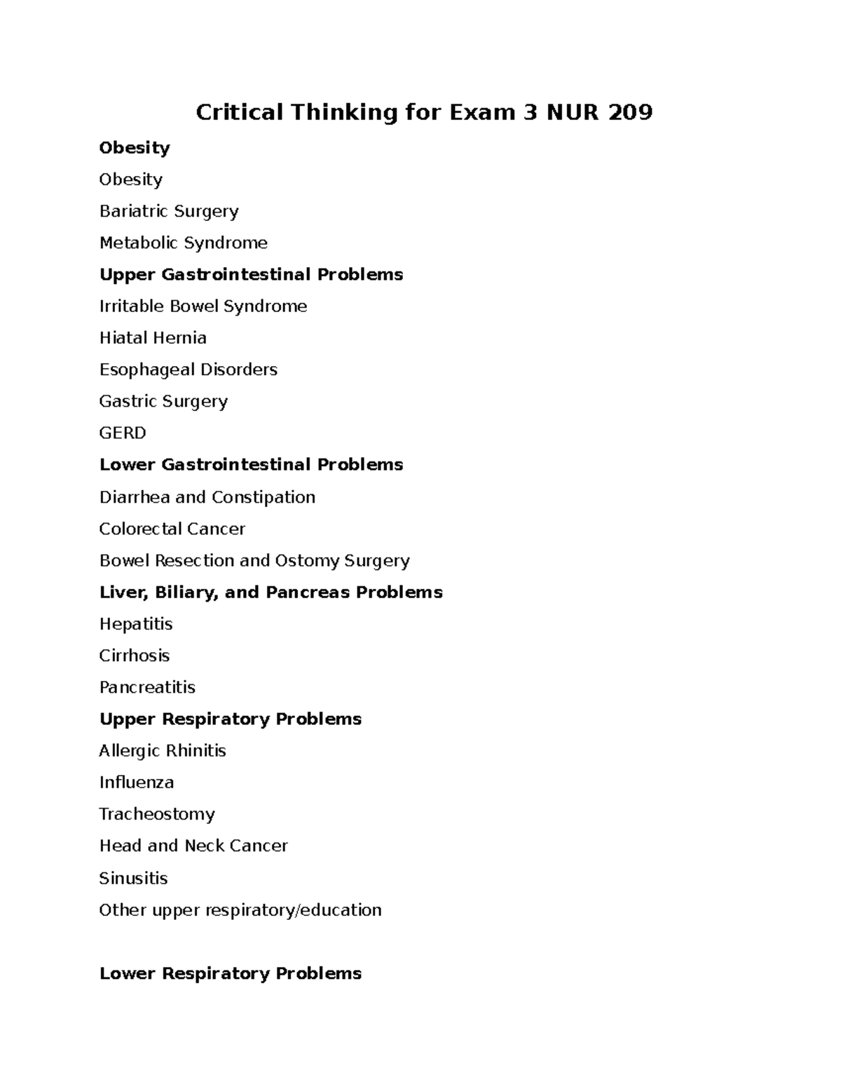 Critical Thinking for Exam 3 NUR 209 - Critical Thinking for Exam 3 NUR ...