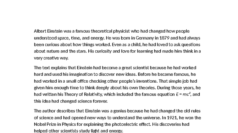 Albert Einstein: A Revolutionary Theoretical Physicist - Studocu