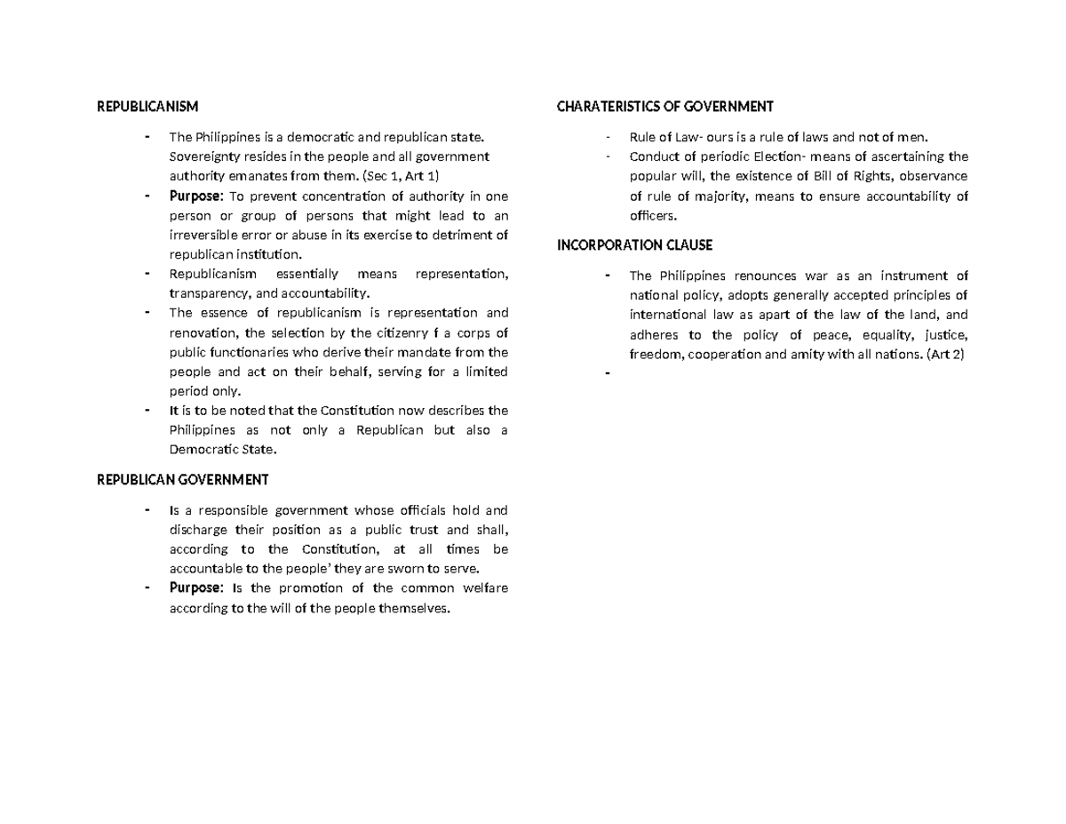 Fundamental Principles of Republicanism and State Policies in the ...