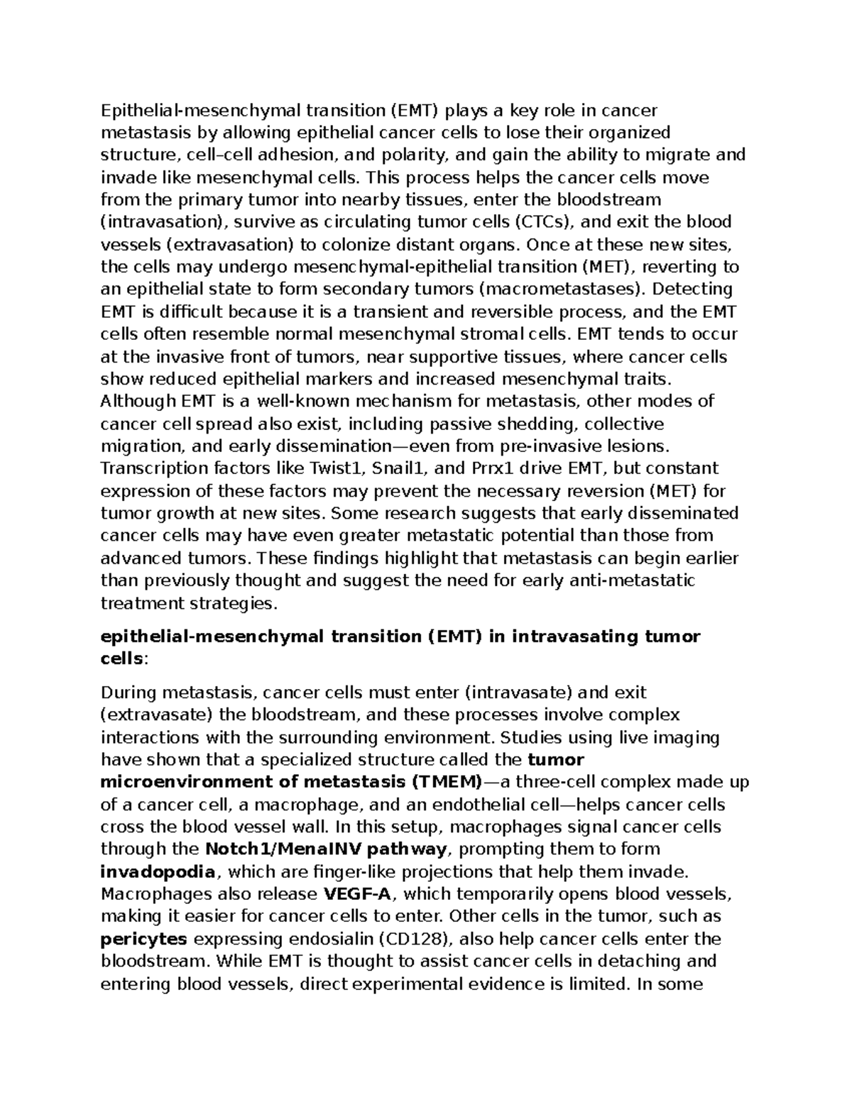 EMT and Metastasis: Key Mechanisms in Cancer Cell Spread (BIO 101 ...