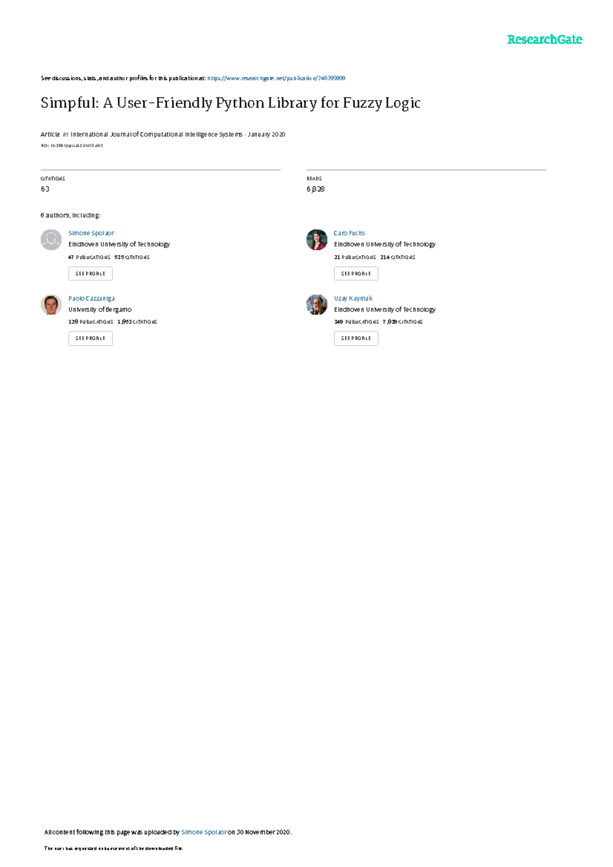 Simpful: A Python Library for Fuzzy Logic - Research Article (IJCI 2020) - Studocu