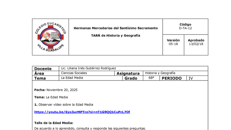 TARR Historia y Geografía: Guía Académica sobre la Edad Media - Studocu