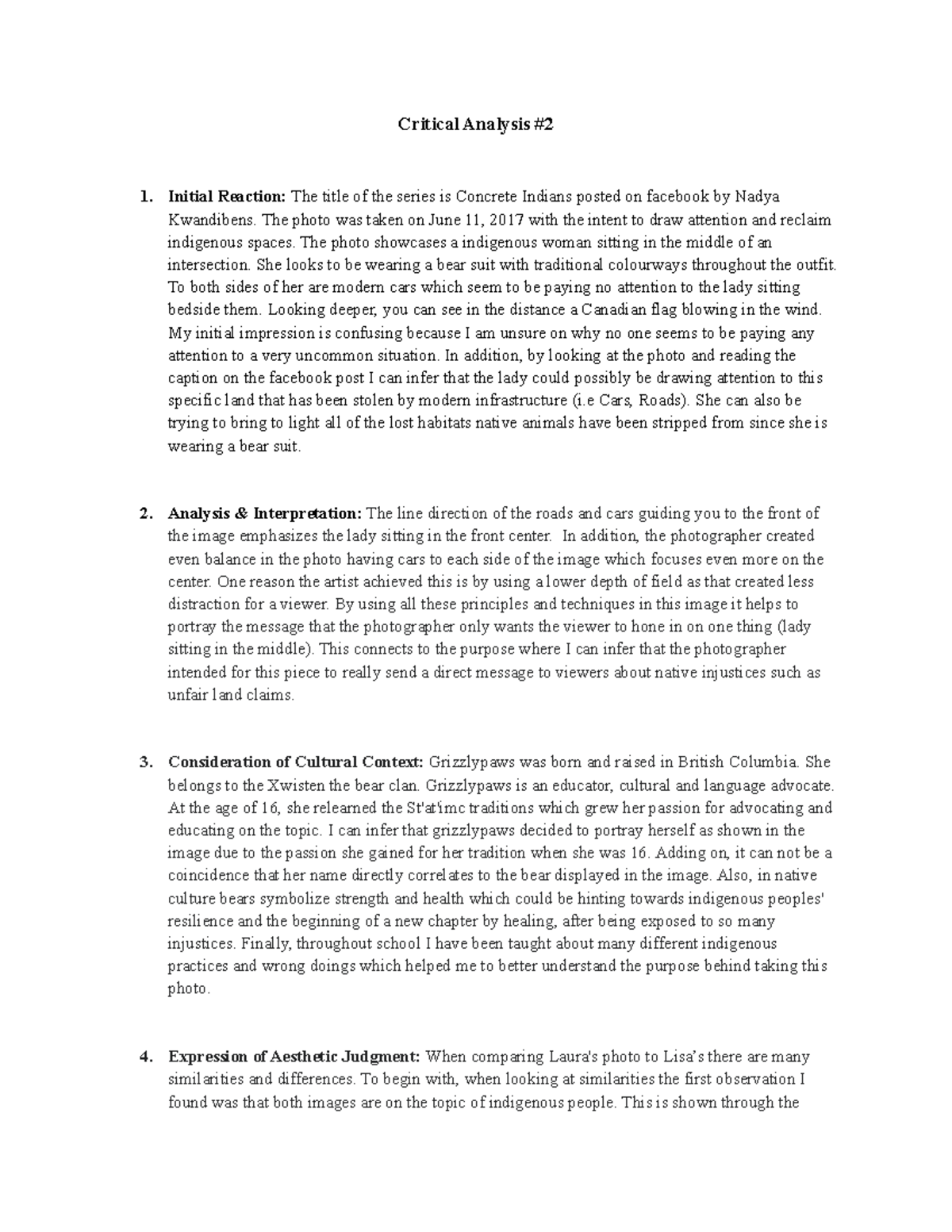 Critical Analysis - Initial Reaction: The title of the series is ...