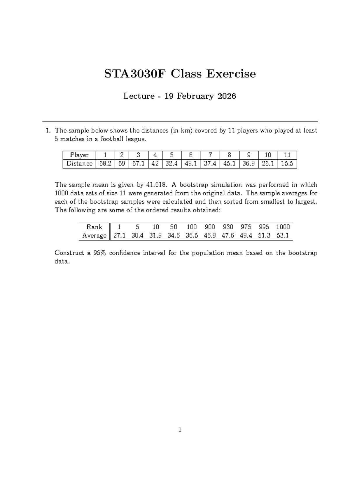 STA3030F Class Exercise: Bootstrap Simulation & Confidence Interval ...