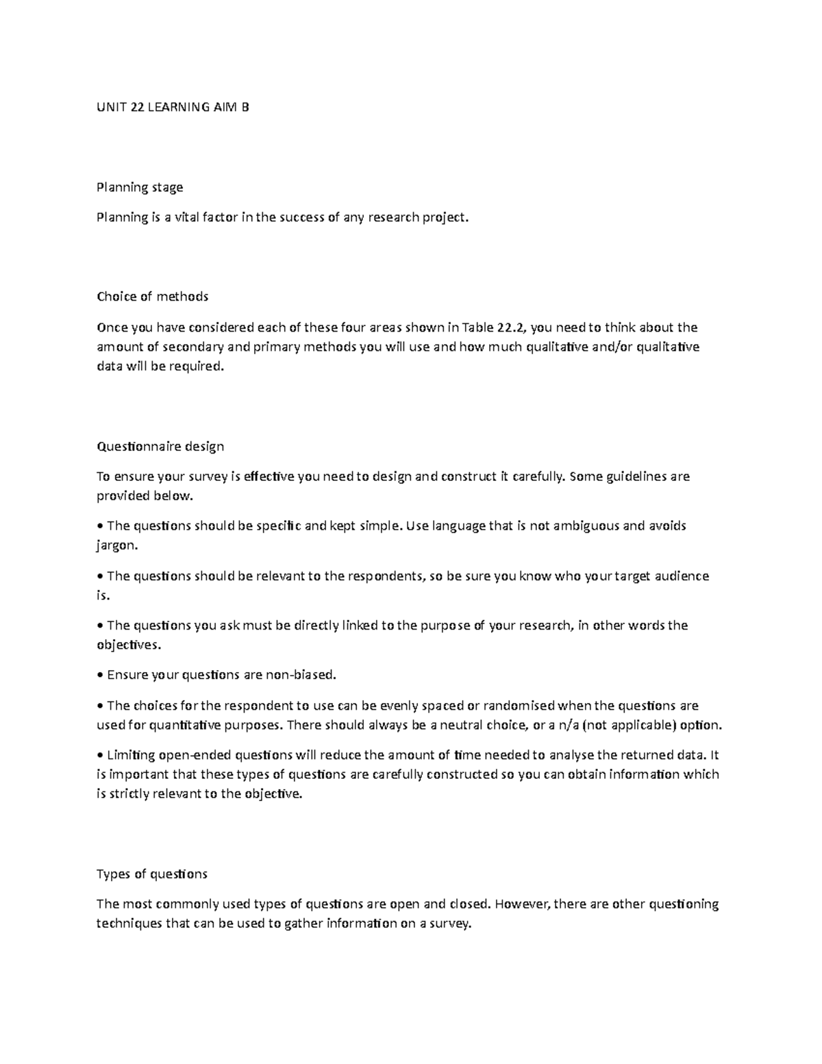 BTEC National Business Unit 22: Learning Aim B Overview - Studocu