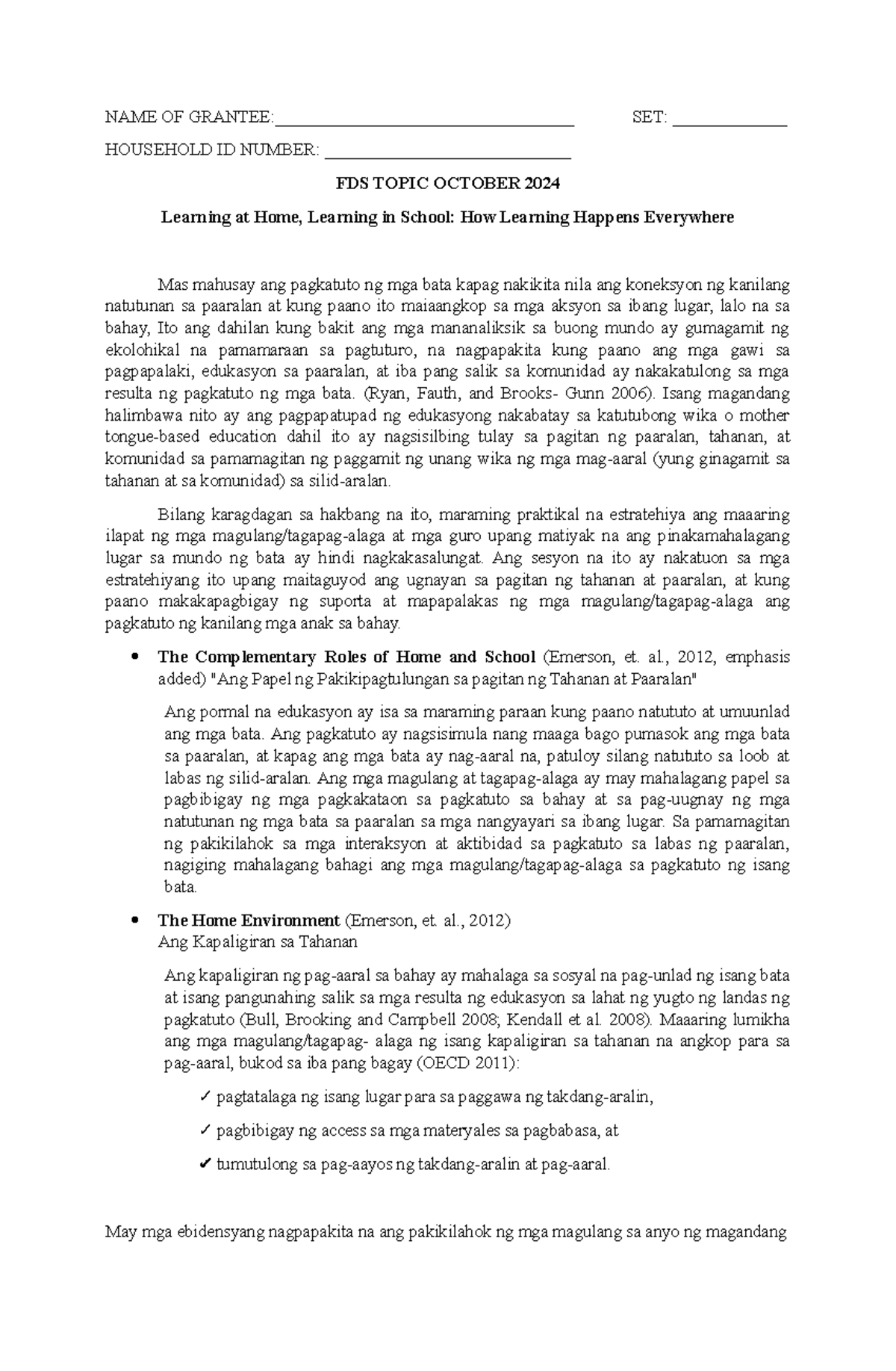 FDS October 4PS - Strategies for Learning Support at Home and School ...