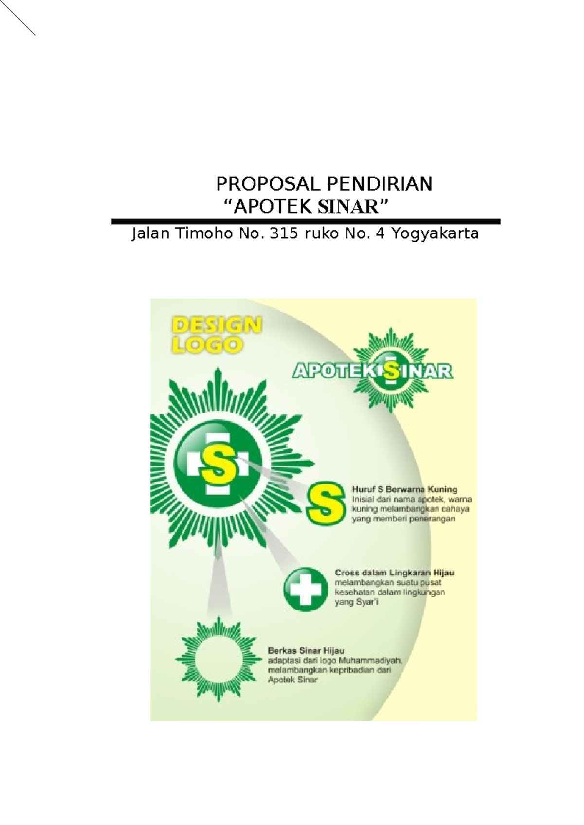 Contoh Proposal Pendirian Apotek SINAR di Yogyakarta - Studocu