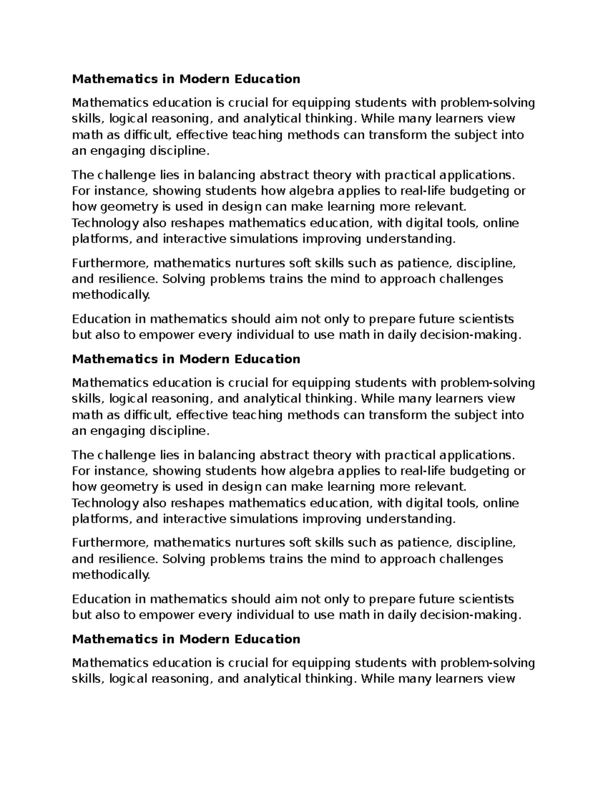 Mathematics in Modern Education: Engaging Teaching Methods and ...