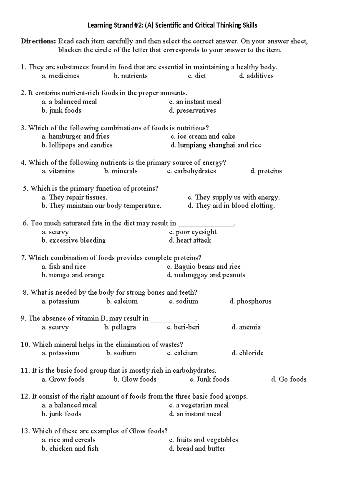 Elem - Practice Materials for ALS A&E Exam: Scientific & Critical ...