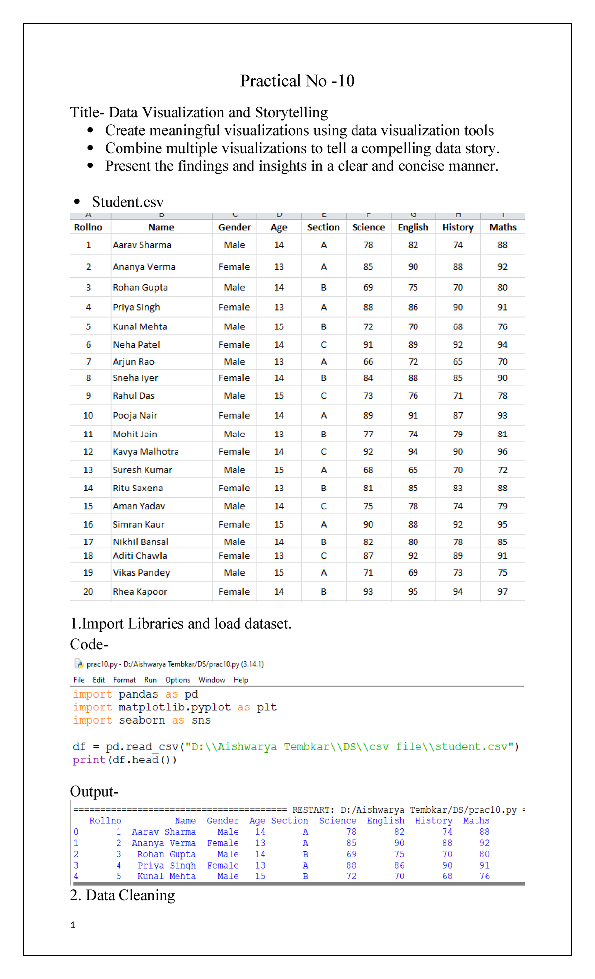 Practical No-10(Data Science) - Practical No - Title- Data ...