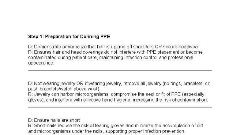 PPE Skills Test: Proper Donning and Doffing Techniques - Studocu