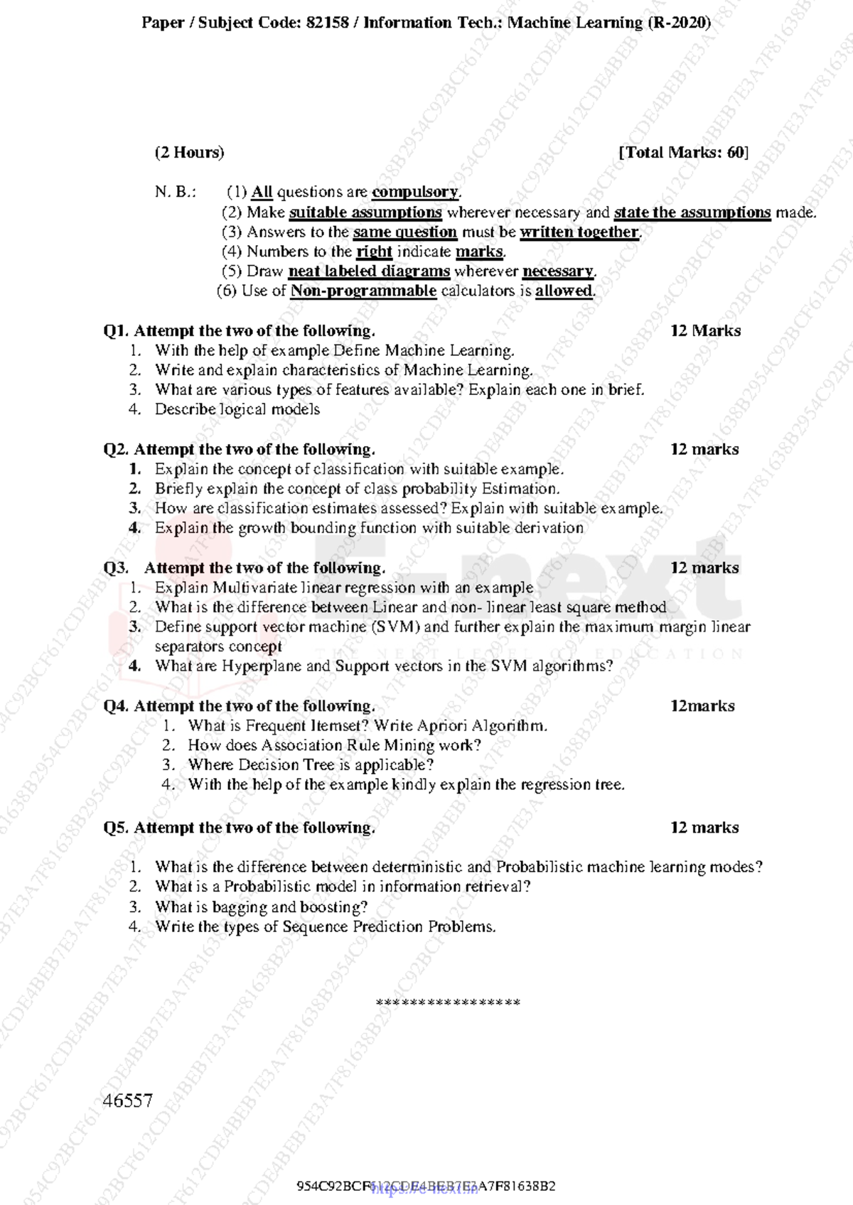 MU Mscit SEM3 Machine Learning FEB24 Final Exam (60 Marks) - Studocu