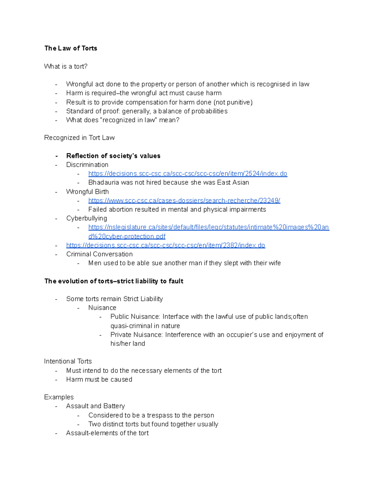 Lesson 1: Tort Law Overview and Key Concepts - Studocu