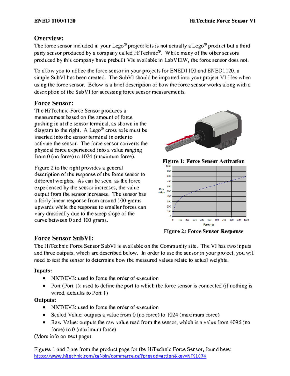 ENED 1100/1120 HiTechnic Force Sensor Usage Guide and SubVI Details ...