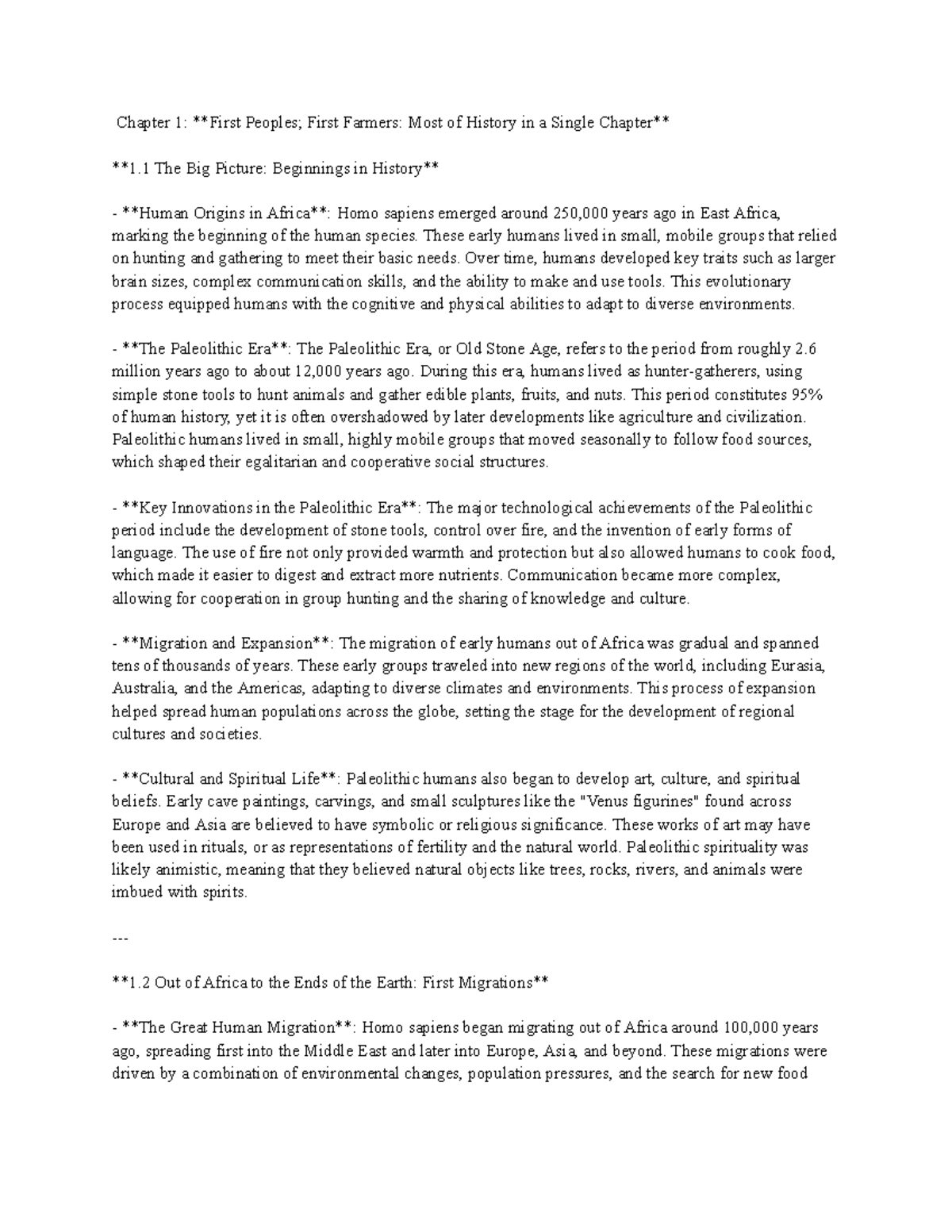 Worlde Notes for Beginning of Histroy - Chapter 1: First Peoples; First ...