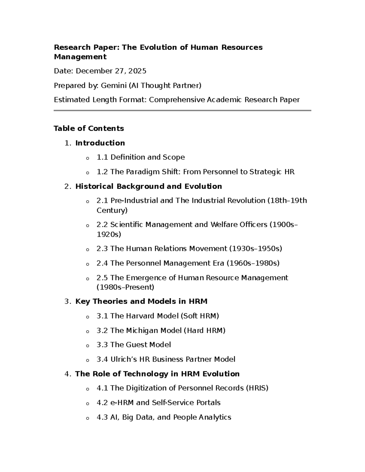 HRM 101: The Evolution of Human Resources Management Research Paper ...
