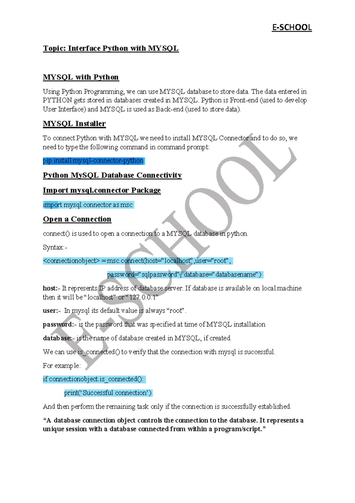 Pythonmysql - it very useful - Topic: Interface Python with MYSQL MYSQL with Python Using Python ...