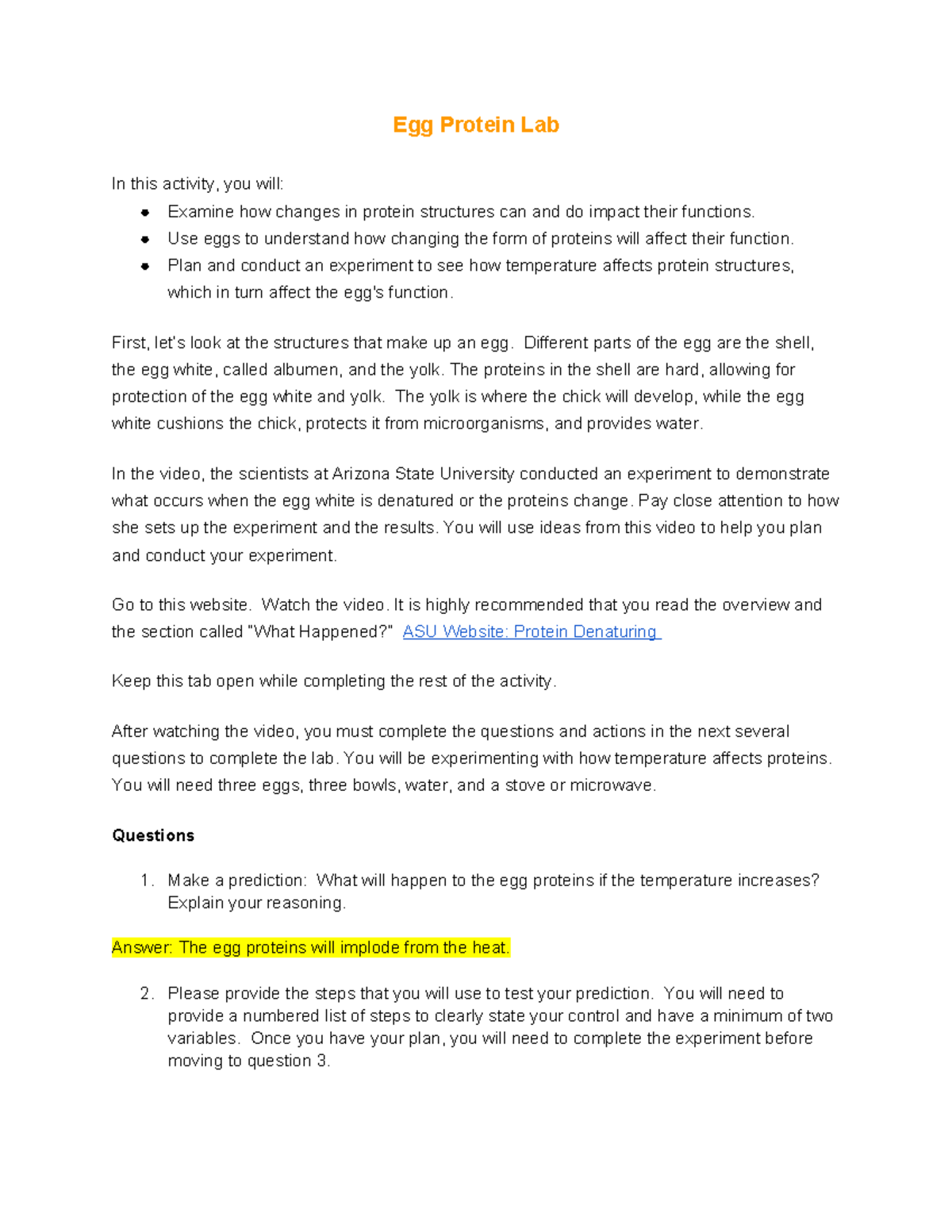 NT Biology Activity 2.2.2 - Egg Protein Lab Experiment Guide - Studocu