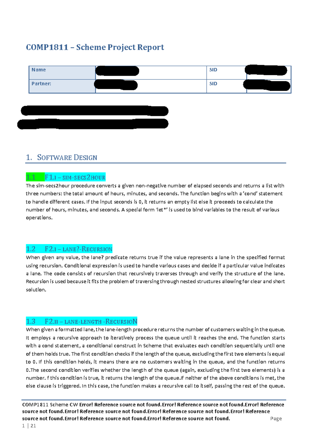 COMP1811 Scheme Project Report: Functions and Recursion Analysis - Studocu