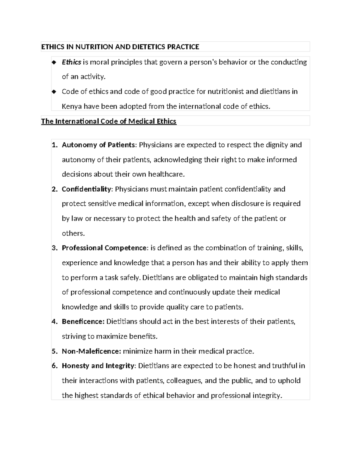 Ethics in Nutrition & Dietetics Practice: A Study on Professional ...