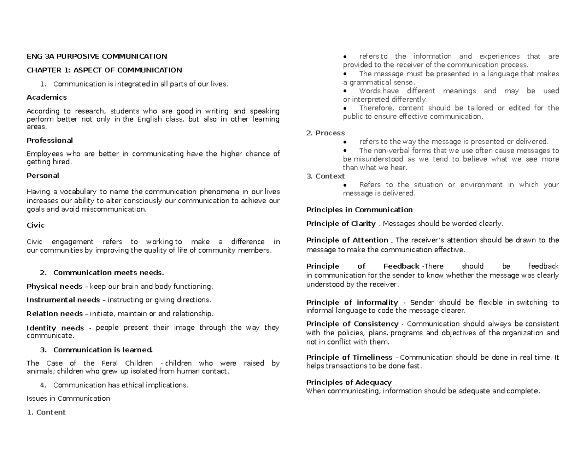ENG 3A Midterm Study Notes: Aspects of Communication and Globalization ...