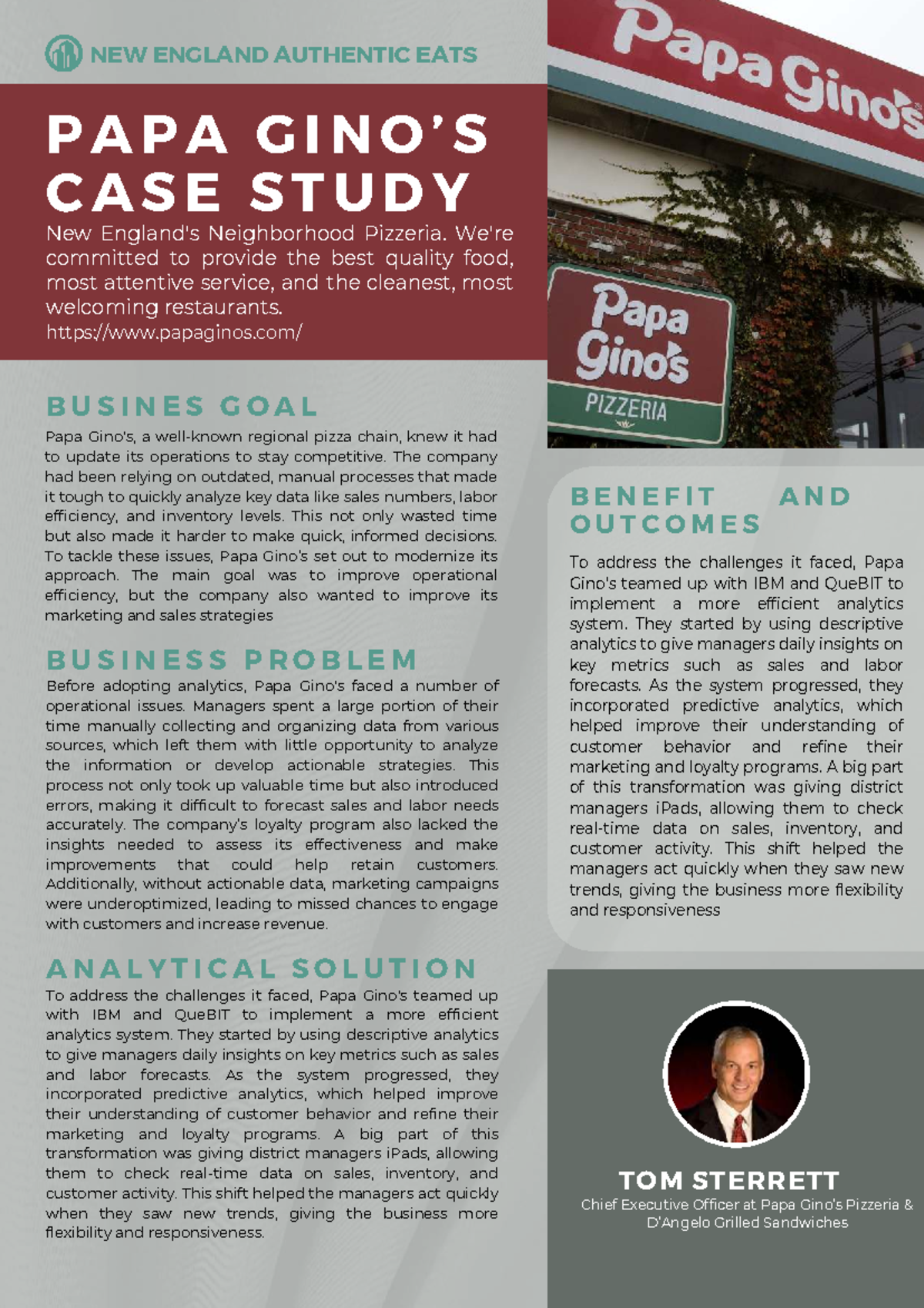 NEW ENGLAND AUTHENTIC EATS PAPA & MONEYGRAM CASE STUDY - Studocu