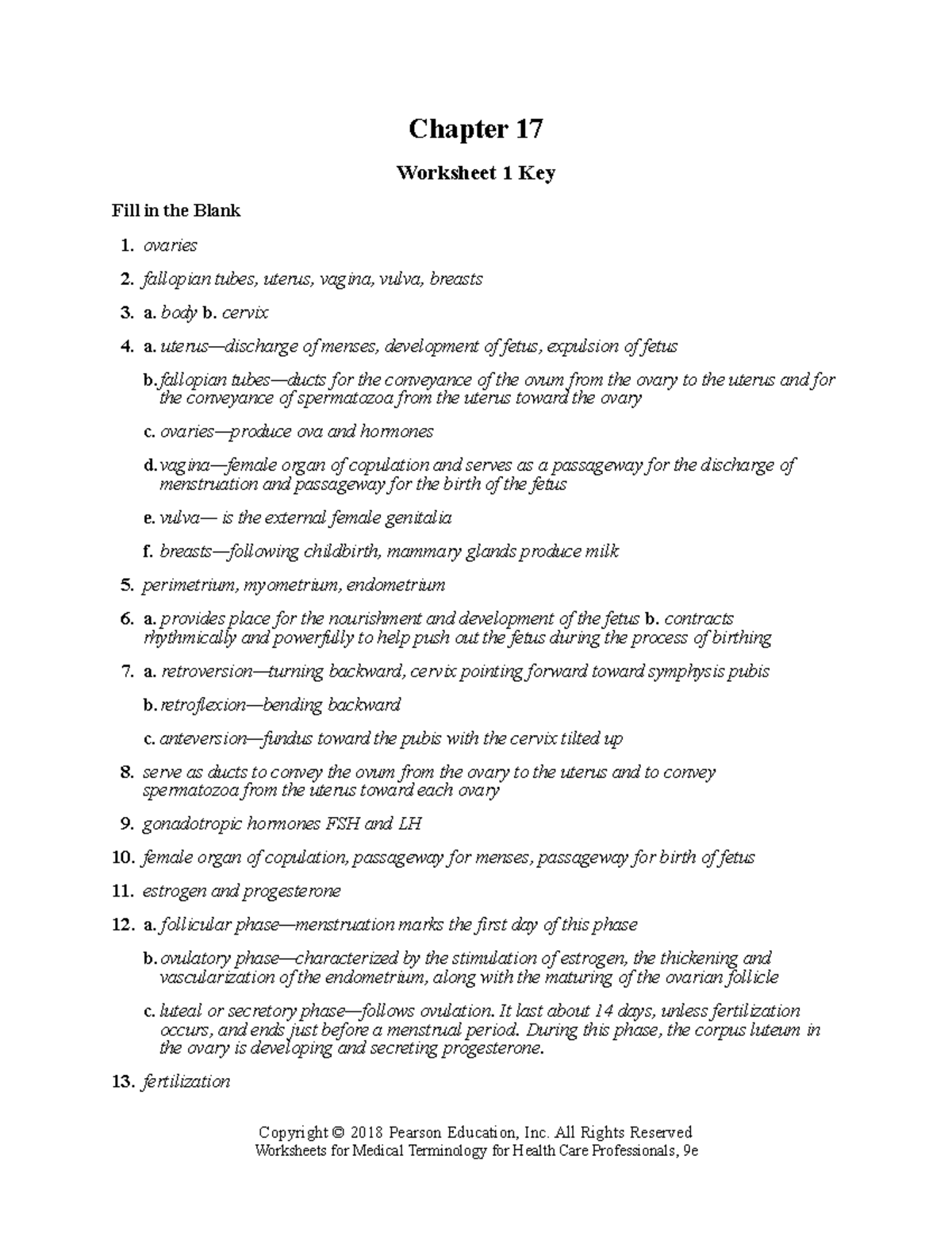 Chapter 17 Worksheet Answers and Key Insights - Studocu