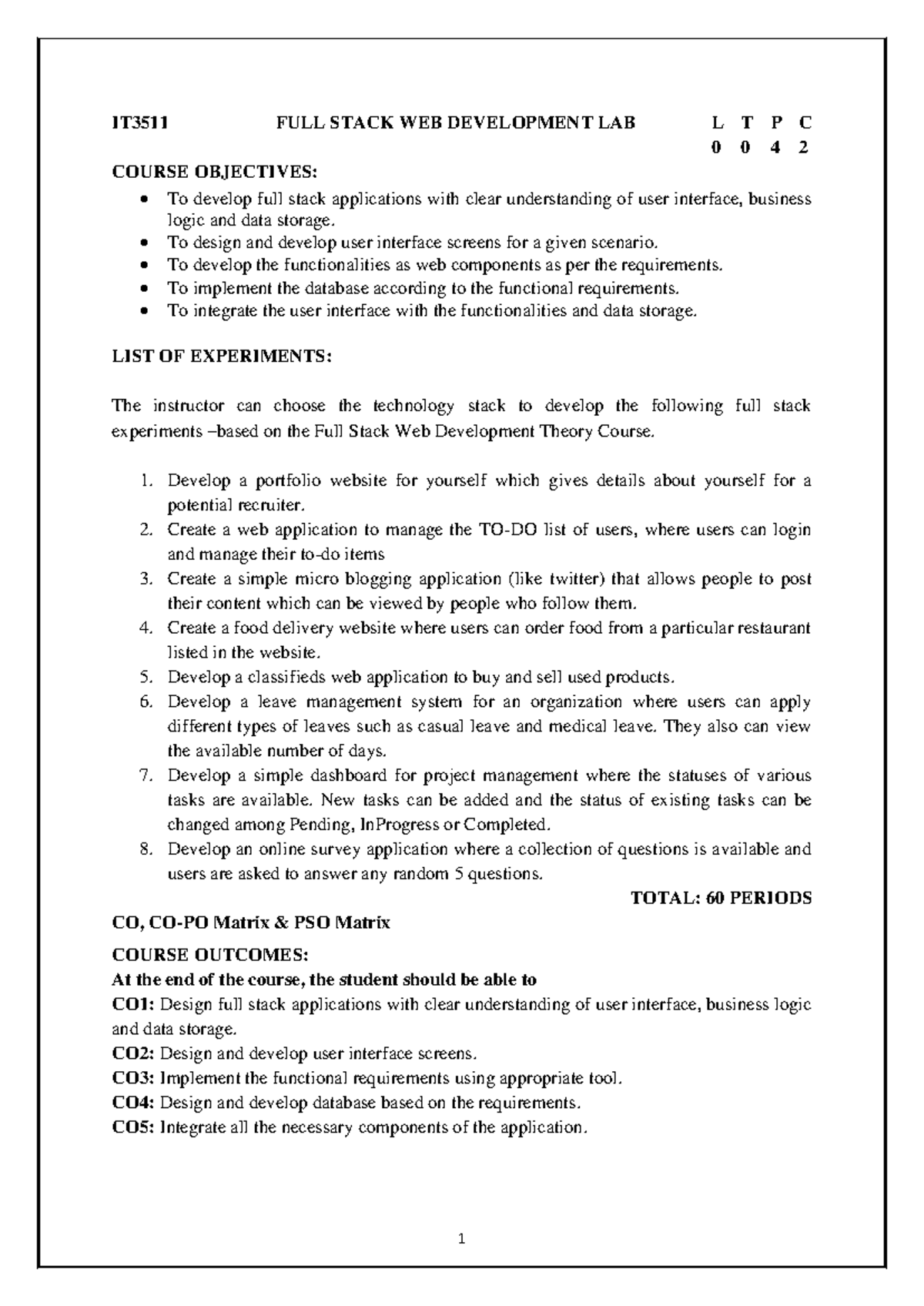 IT3511 Full Stack Web Development Lab Manual - Notes for Experiments ...