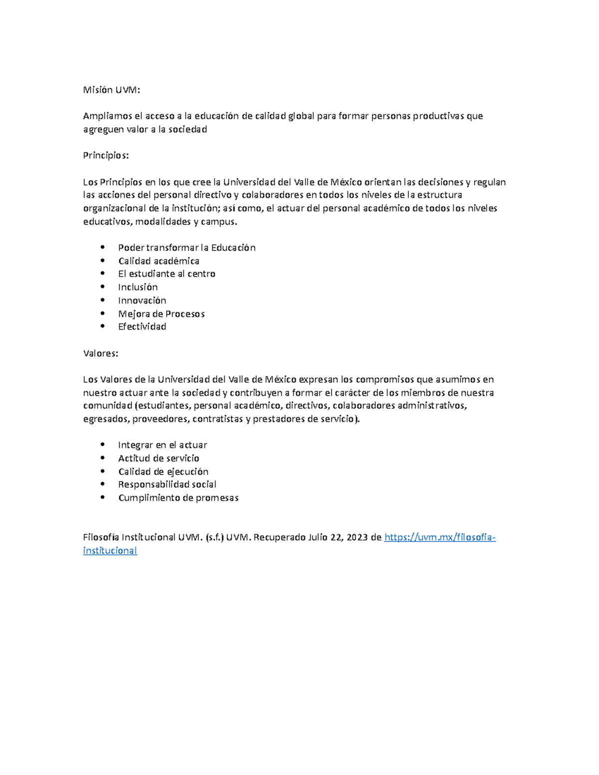 Misión, Valores y Principios de UVM: Visión Institucional y Compromisos ...