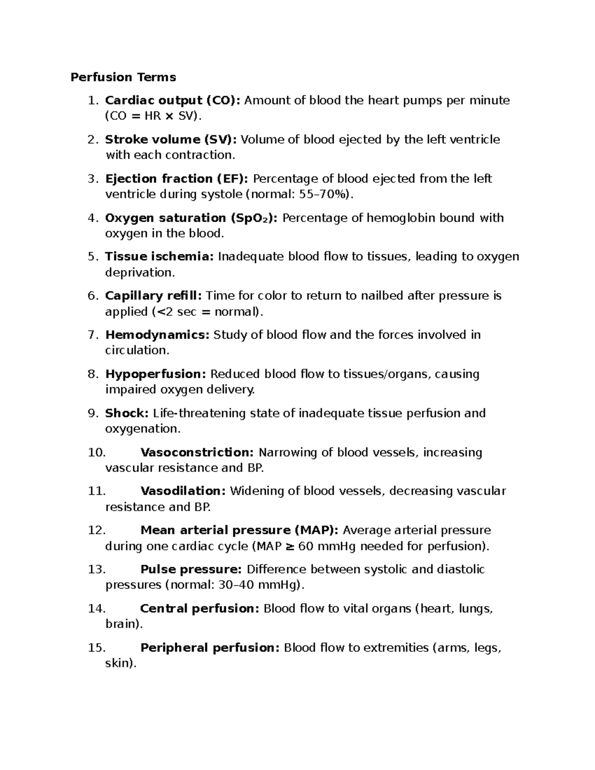 Perfusion Terms - Key Definitions for Understanding Cardiovascular ...
